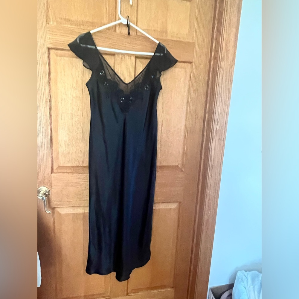 California Dynasty Black, Satin, Sheer Straps Night D… - Gem